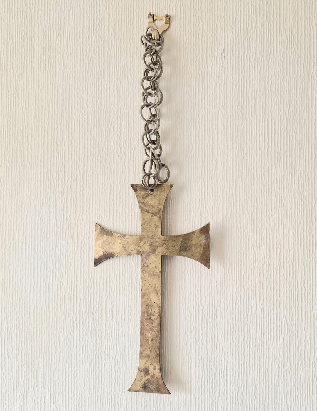 Hand Engraved Brass Cross Pendant: QE2 Chief Engineer, Nautical Decor ...