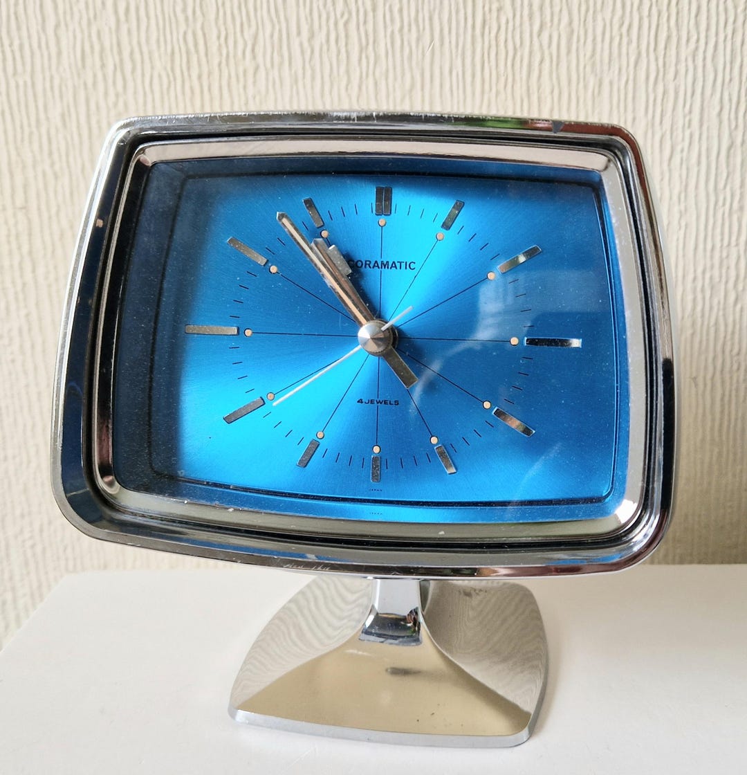 Rare Coramatic Retro Mid-century Battery Table Pedestal Clock With ...