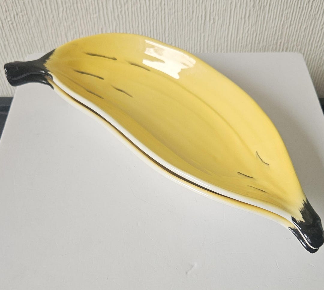 Vintage Carlton Ware Ceramic Banana Split Dishes: Yellow & Black Pair ...