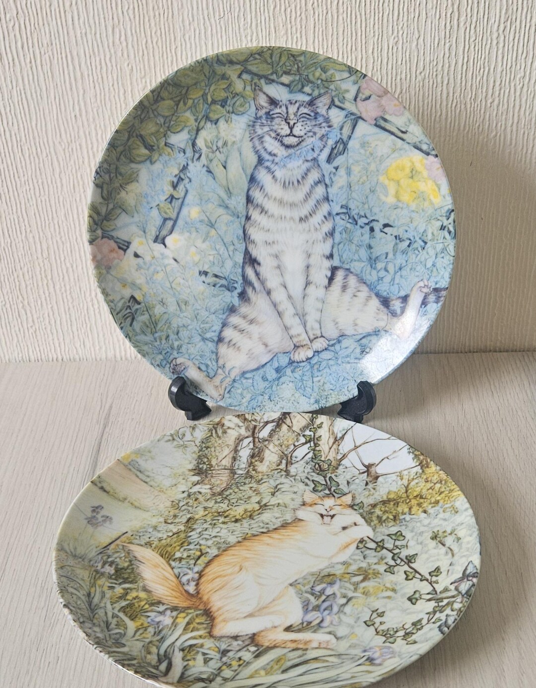 Vintage 1982 Decorative Cat Wall Plates "the Sniffer" and "tarzan" Fine ...