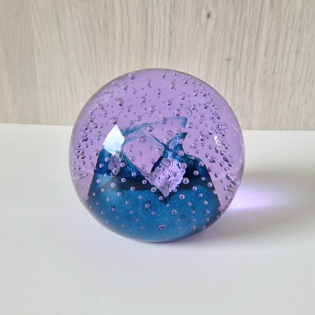 Caithness Purple & Blue Cauldron Large Art Glass Ball Paperweight 8cm ...