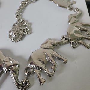 Vintage 1990s Silver Tone Metal Elephant Chain Link Belt Ajustable One ...