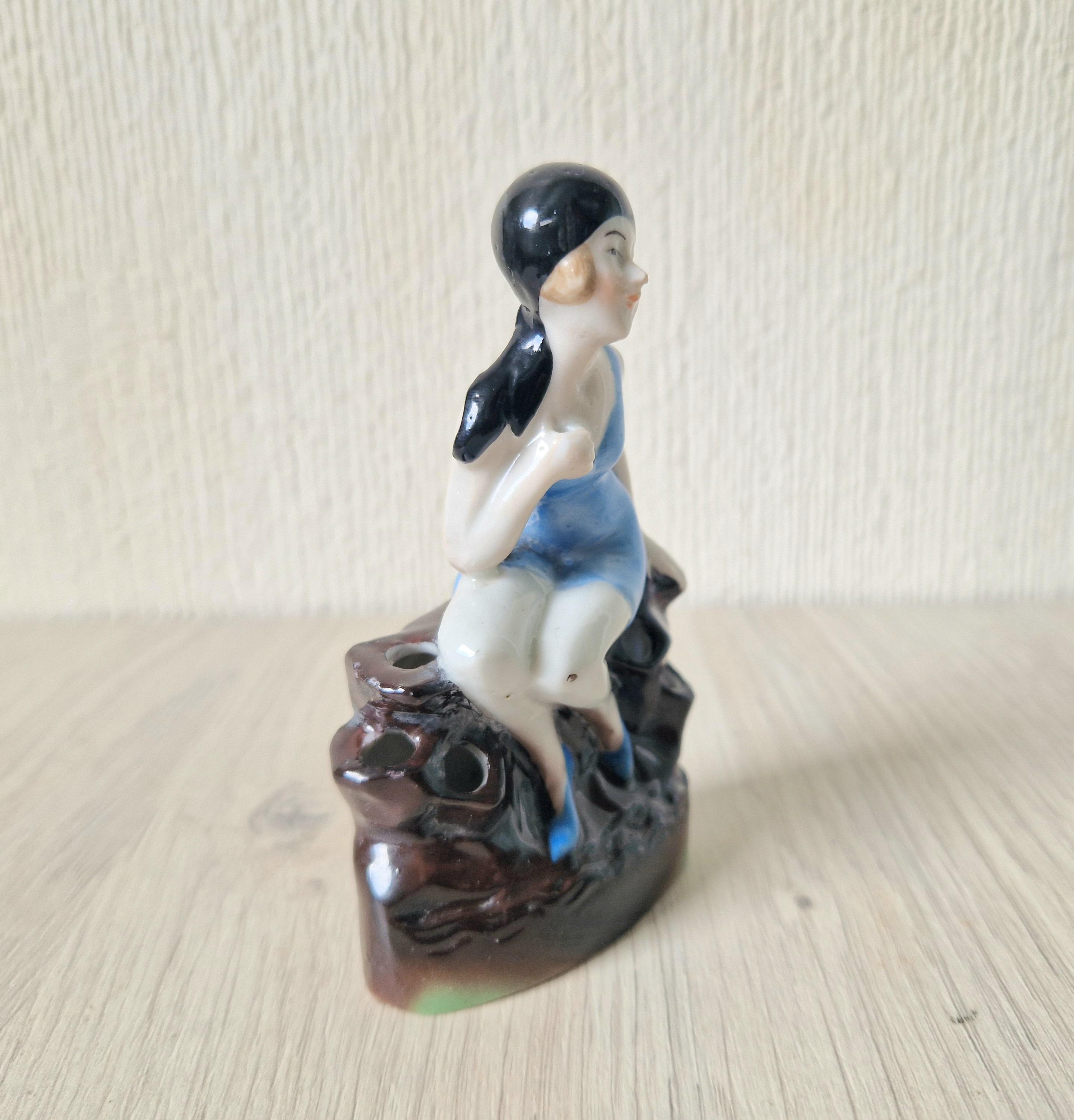 Art Deco Flapper Girl Bathing Belle Figure Ornament Ceramic Hat Pin ...