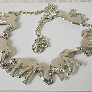 Vintage 1990s Silver Tone Metal Elephant Chain Link Belt Ajustable One ...