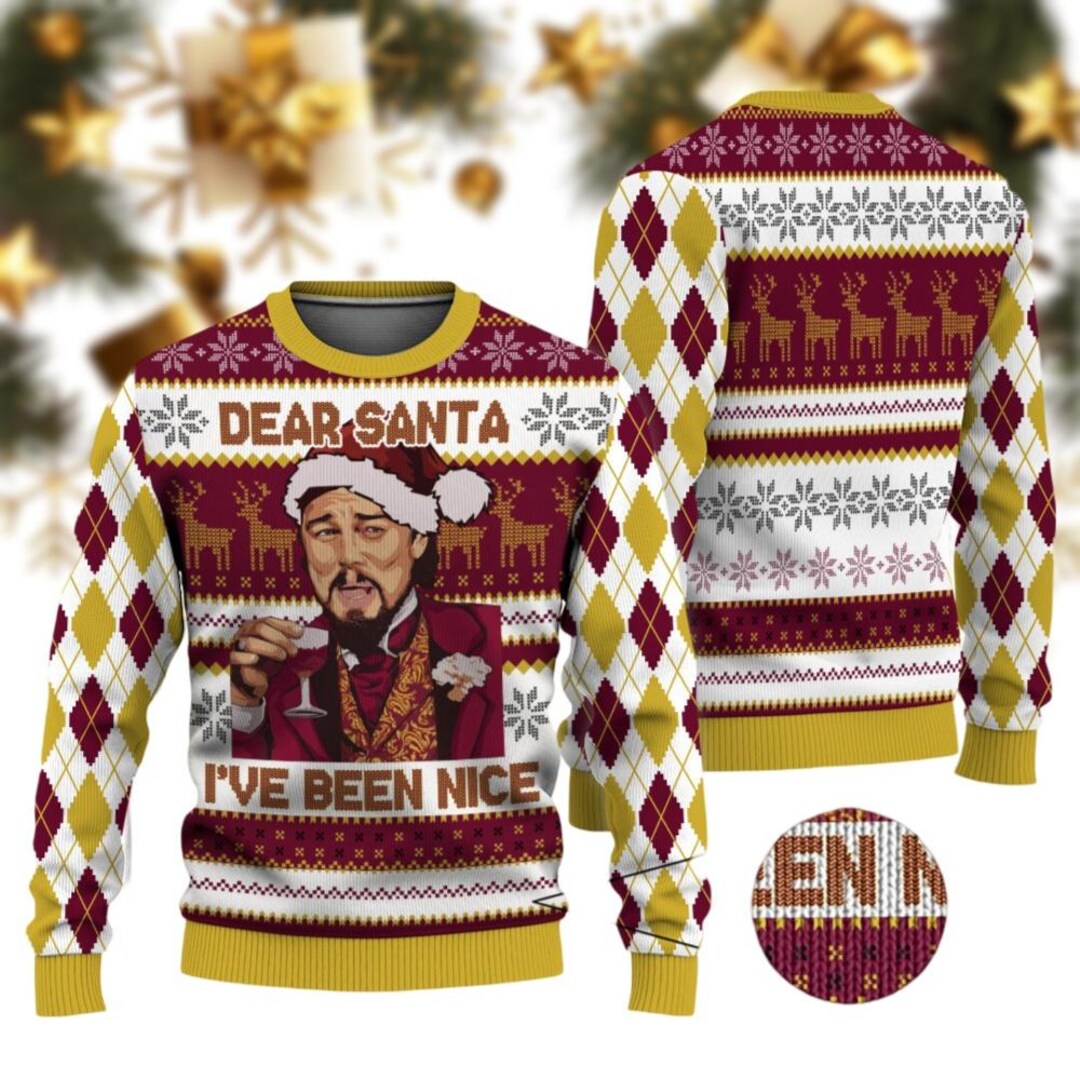 Christmas Leonardo Dicaprio Ugly Sweater, Leonardo Drink Wine Xmas ...