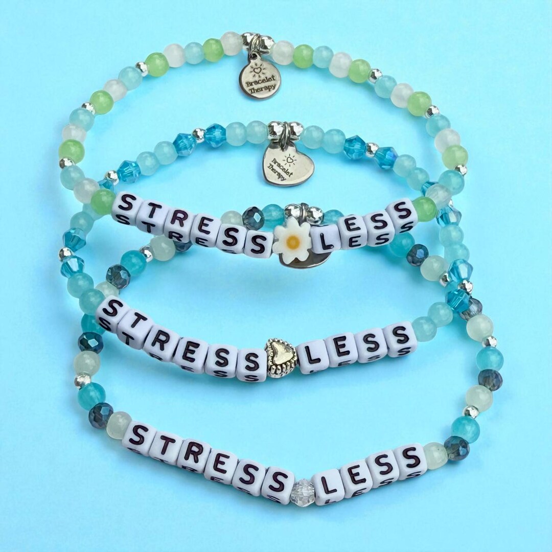 Stress Less Bracelet | Custom Words Sizes | Turquoise Bracelet | Word ...
