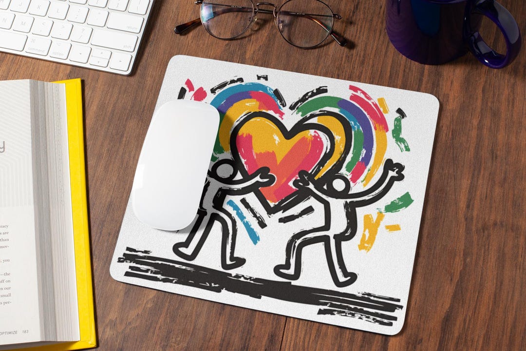 LGBTQ Pride Mousepad With Keith Haring Style Rainbow Art-lgbtq Mousepad ...