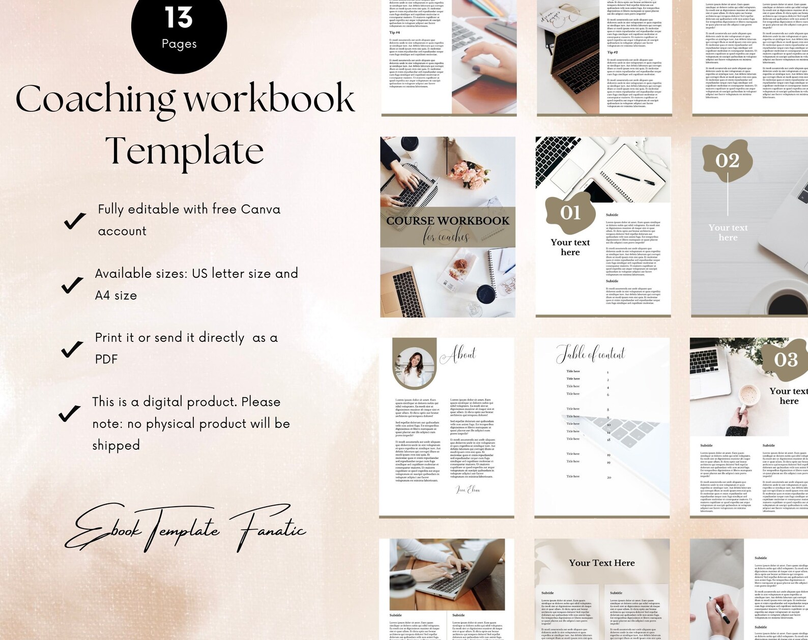 Ebook Coaching Course Workbook Template Canva | Fully Editable ...