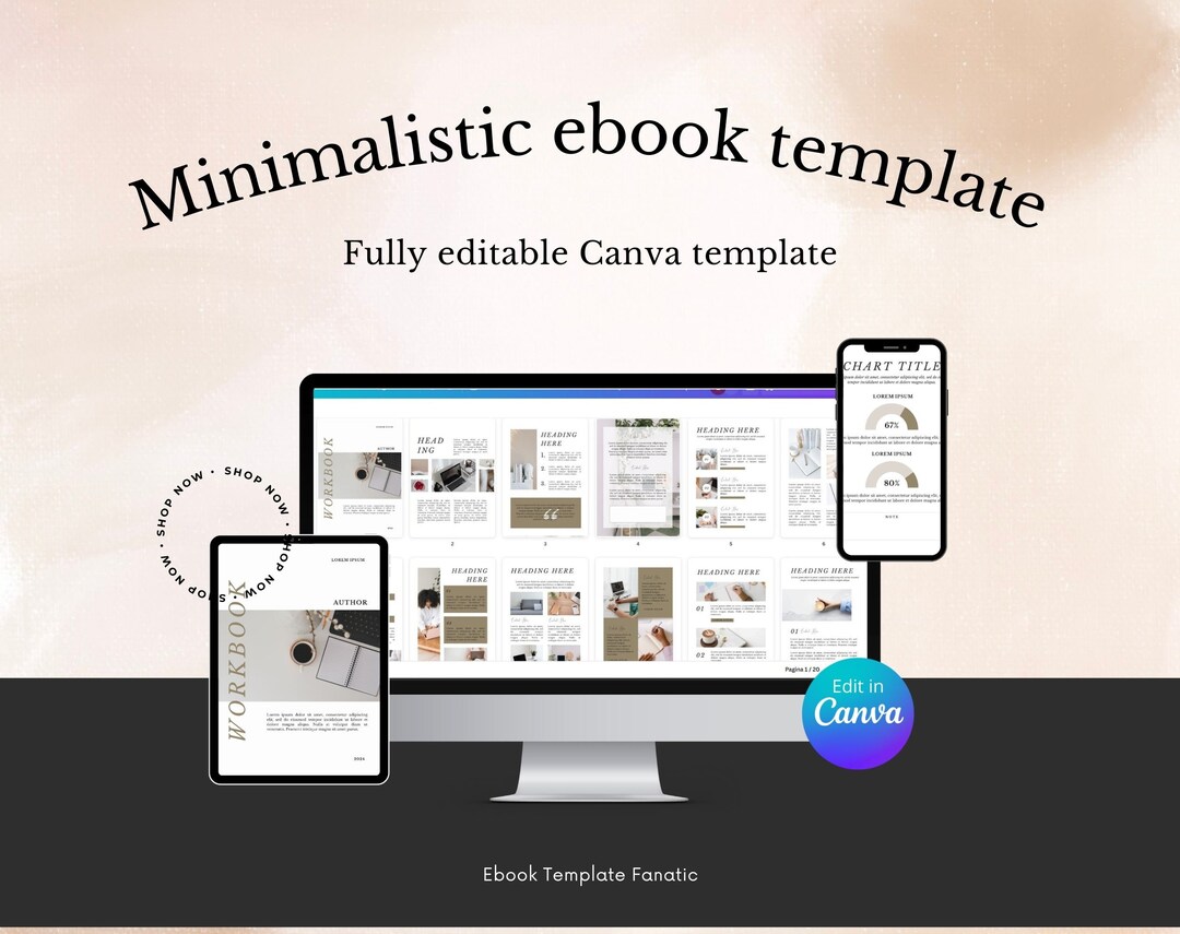 Ebook Minimalistic Aesthetic Workbook Template Canva | Fully Editable ...