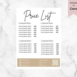 Customizable Price List Template for Small Business Like Beauty Salon ...