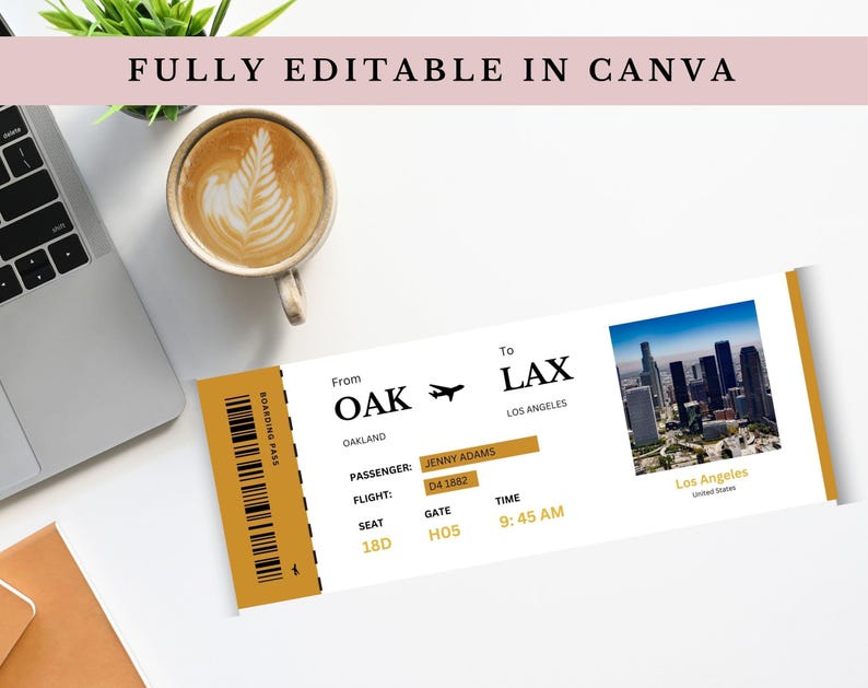Customizable Boarding Pass Canva Template | Gift Idea | Fake Ticket for ...