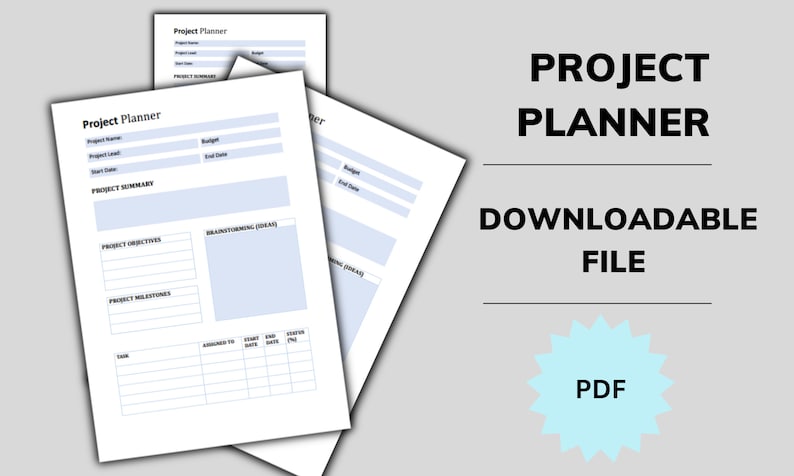 Editable Project Planner Template: MS Word, Printable PDF (digital ...