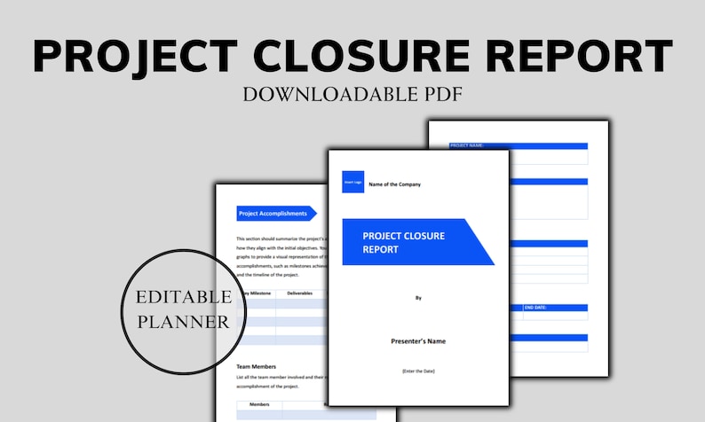 Editable Project Closure Report Template: MS Word Planner (digital ...