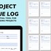 Editable Project Issue Log Template - MS Word (digital Download) - Etsy