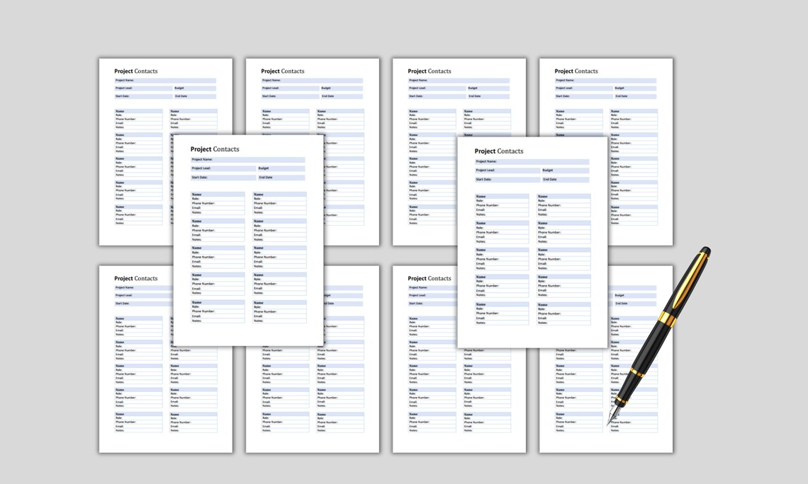 Editable Project Contacts List Template: MS Word (digital Download) - Etsy