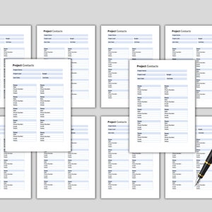 Editable Project Contacts List Template: MS Word (digital Download) - Etsy