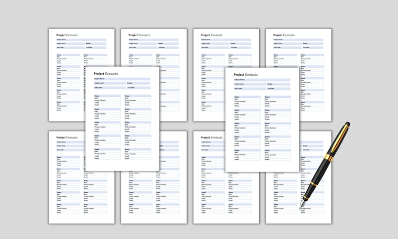 Editable Project Contacts List Template: MS Word (digital Download) - Etsy