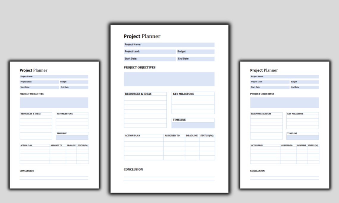 Editable Project Planner Template: MS Word, Productivity (digital ...