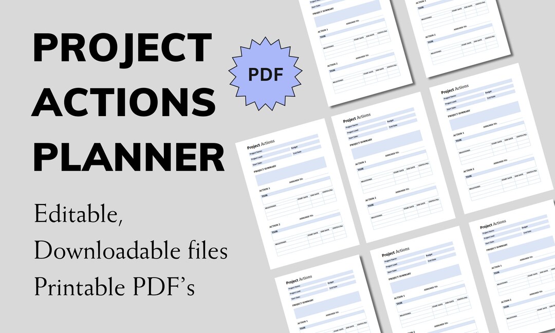 Project Actions Template: Editable MS Word Project Plan (digital ...