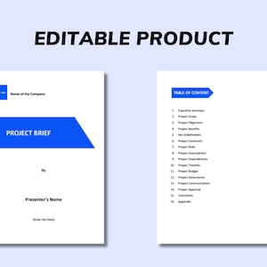 Editable Project Brief Template: Professional MS Word (digital Download ...