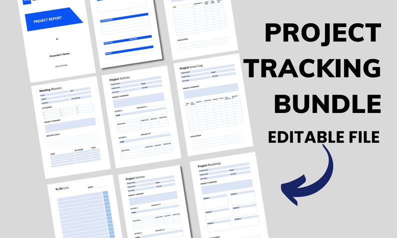 Editable Project Tracking Bundle, Project Management Bundle, MS Word ...