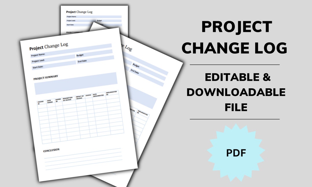Editable Project Change Log Template: MS Word Planner (downloadable) - Etsy