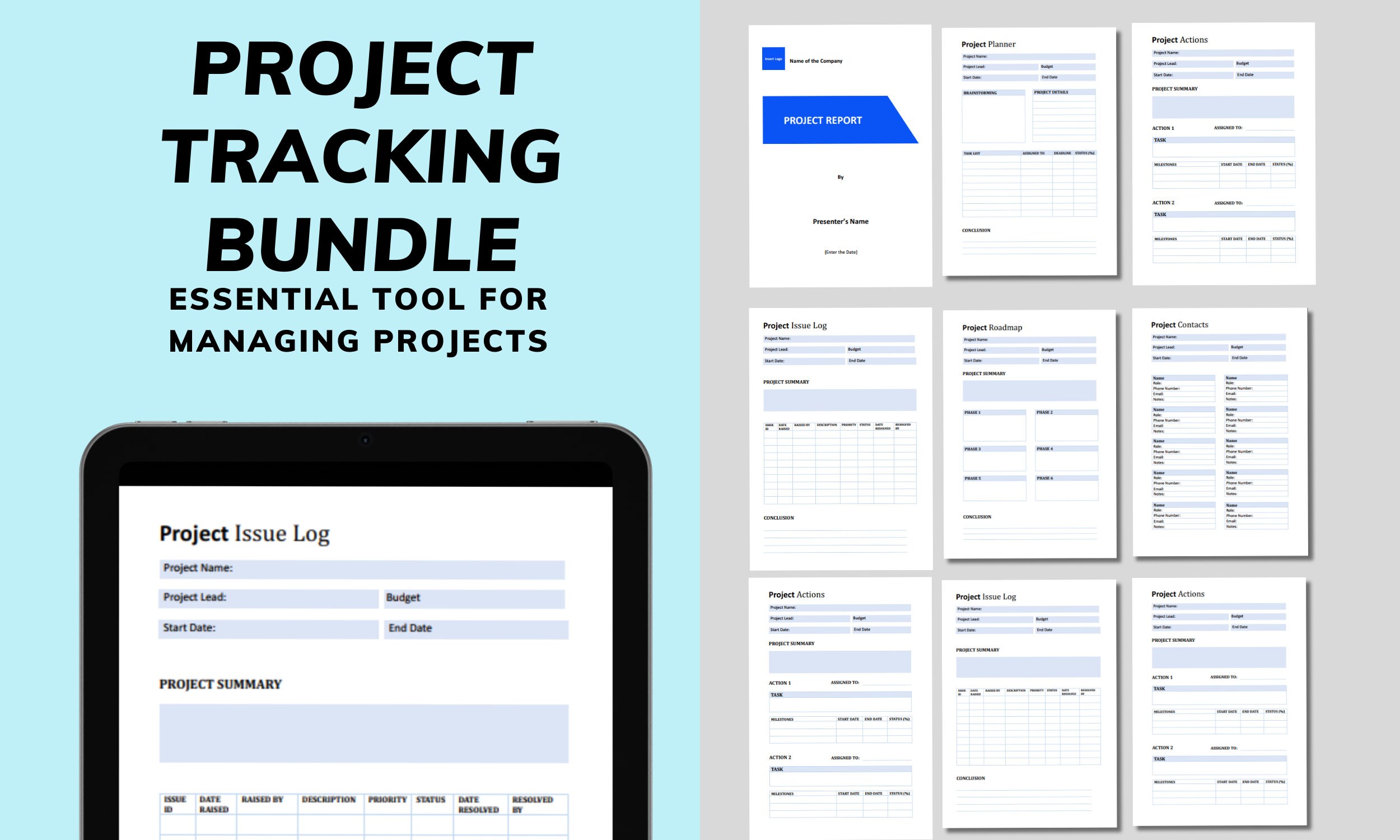 Editable Project Tracking Bundle, Project Management Bundle, MS Word ...