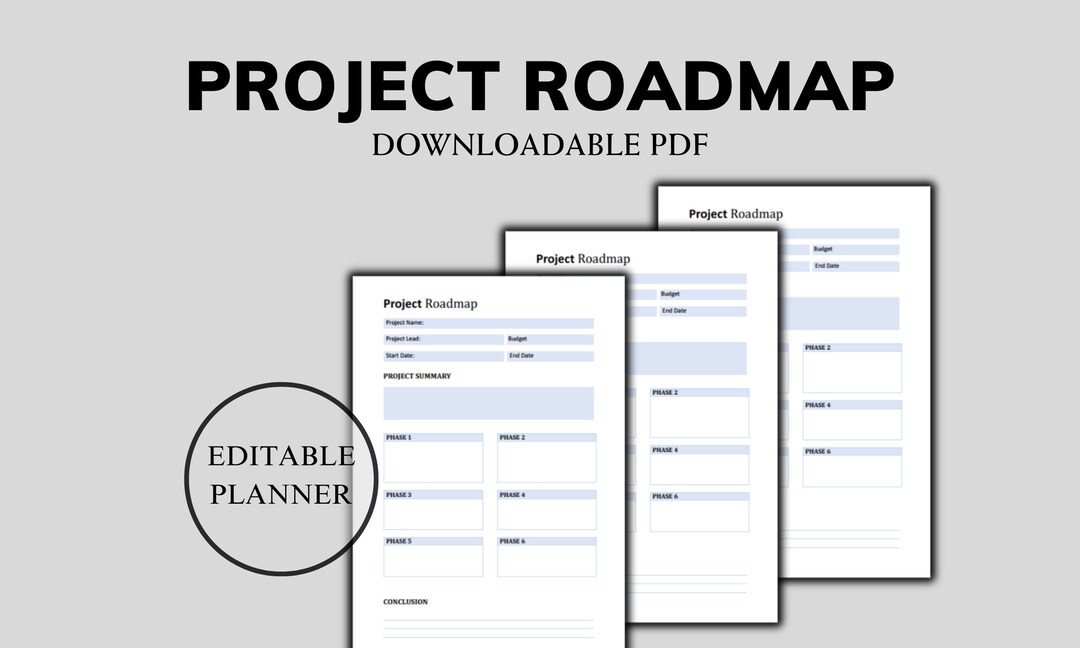 Editable Project Roadmap Template: MS Word Project Planner (digital ...