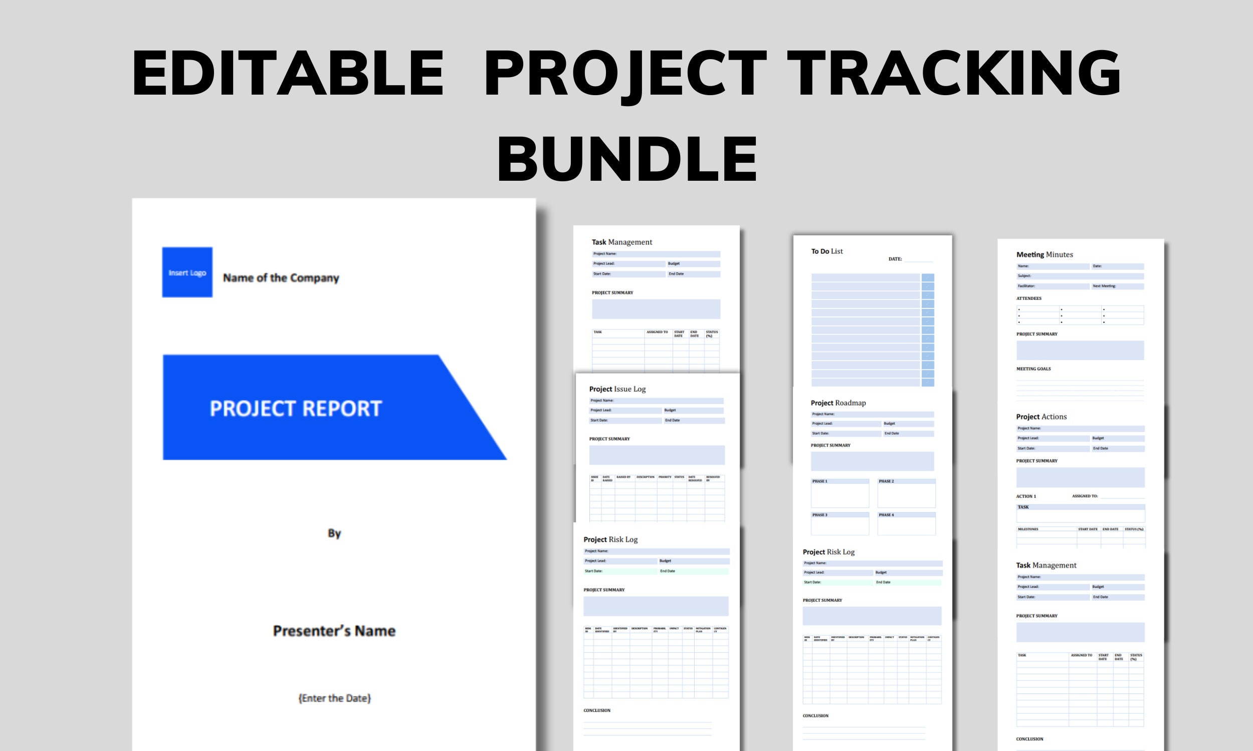 Editable Project Tracking Bundle, Project Management Bundle, MS Word ...