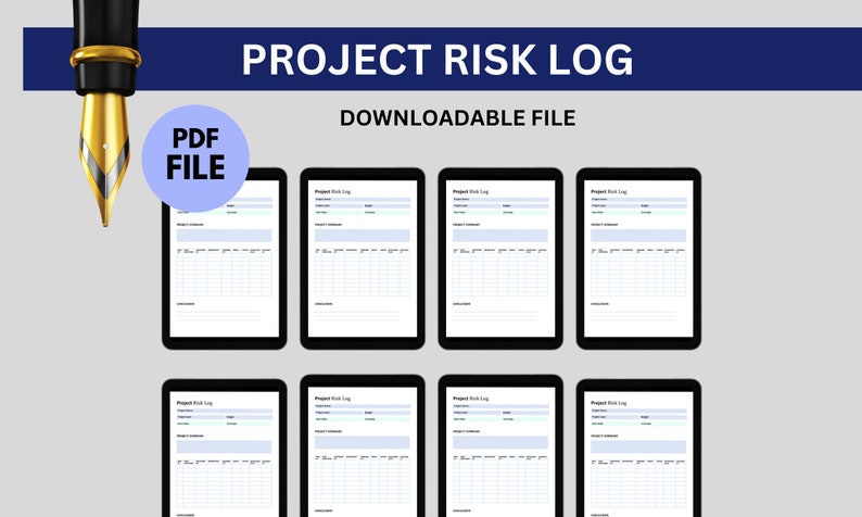 Project Risk Log, Editable Planner, Downloadable Product, Digital File ...