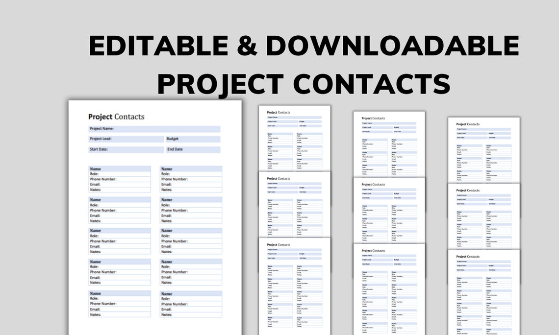 Editable Project Contacts List Template: MS Word (digital Download) - Etsy