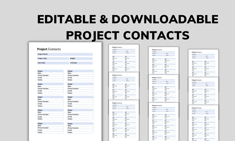 Editable Project Contacts List Template: MS Word (digital Download) - Etsy