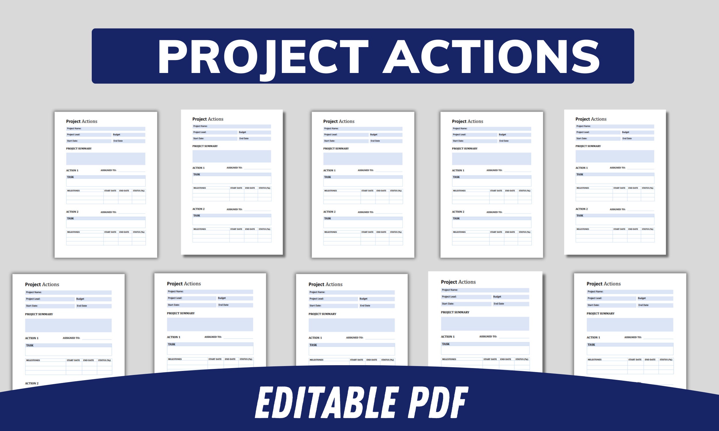 Editable Project Actions Template, MS Word Project Actions Template ...
