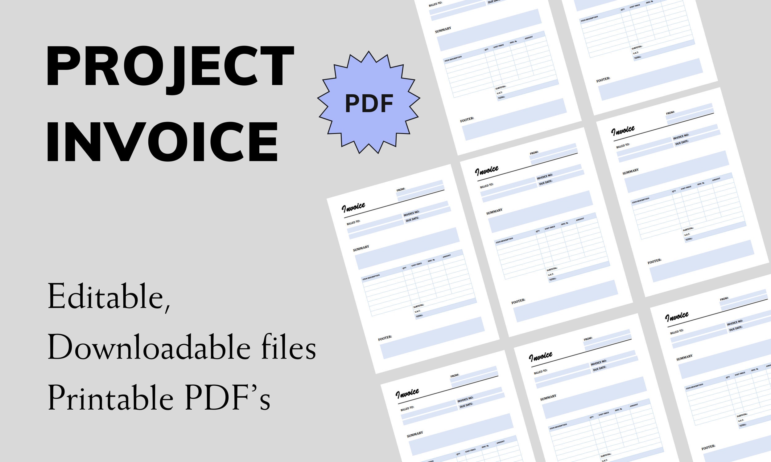 Editable Business Invoice Template: Printable MS Word, Simple Invoice ...