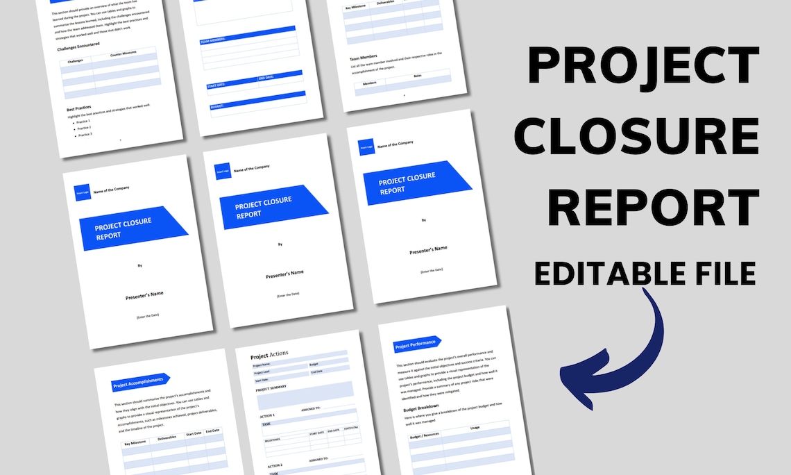 Editable Project Closure Report Template, MS Word Project Closure ...
