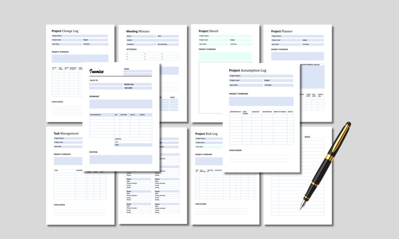 Editable Project Management Templates Bundle, Full Bundle of Editable ...