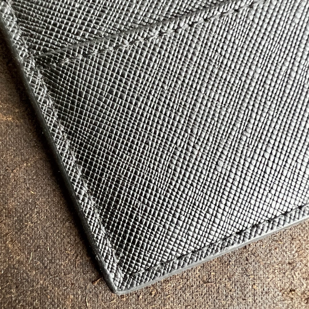 Custom Monogrammed Black Leather Card Case Birthday Gift Debossed ...