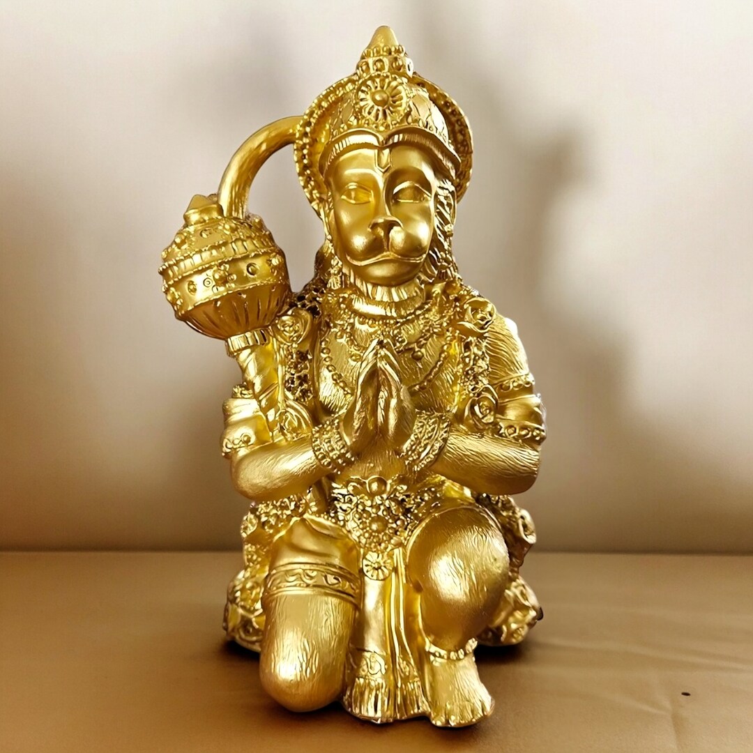 Lord Hanuman Statue: Bronze Gold Resin Hindu God Idol - Etsy