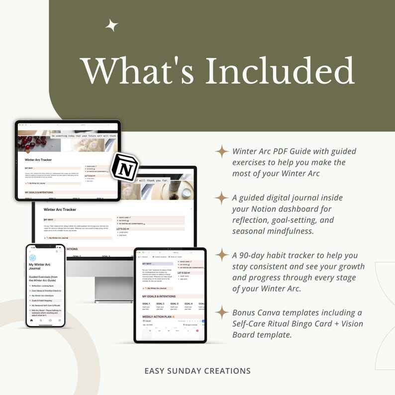 2025 Winter Arc Notion Tracker Template and Digital Planner W/ PDF ...