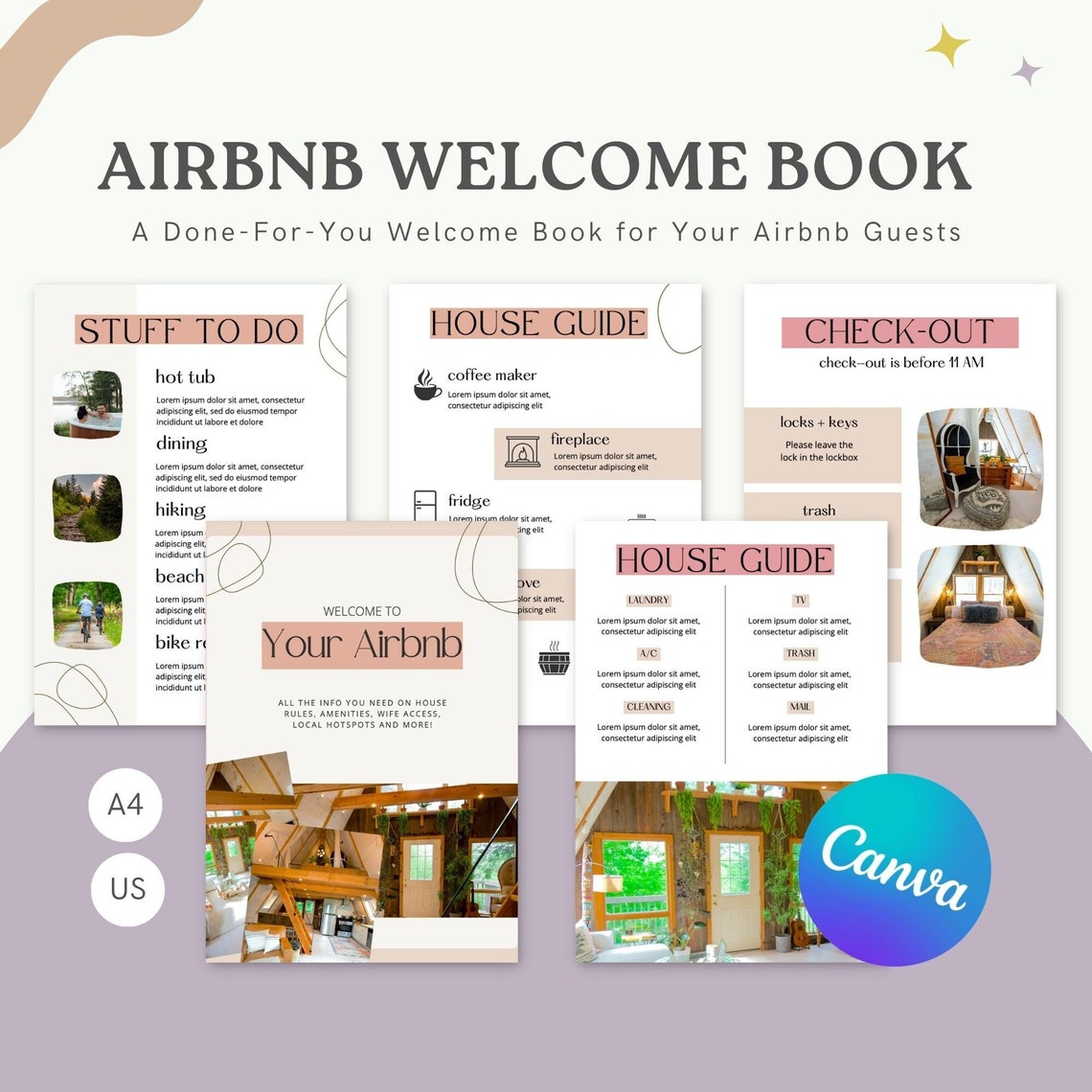 Airbnb Welcome Book Template, Airbnb Template for Canva, Airbnb Guide ...