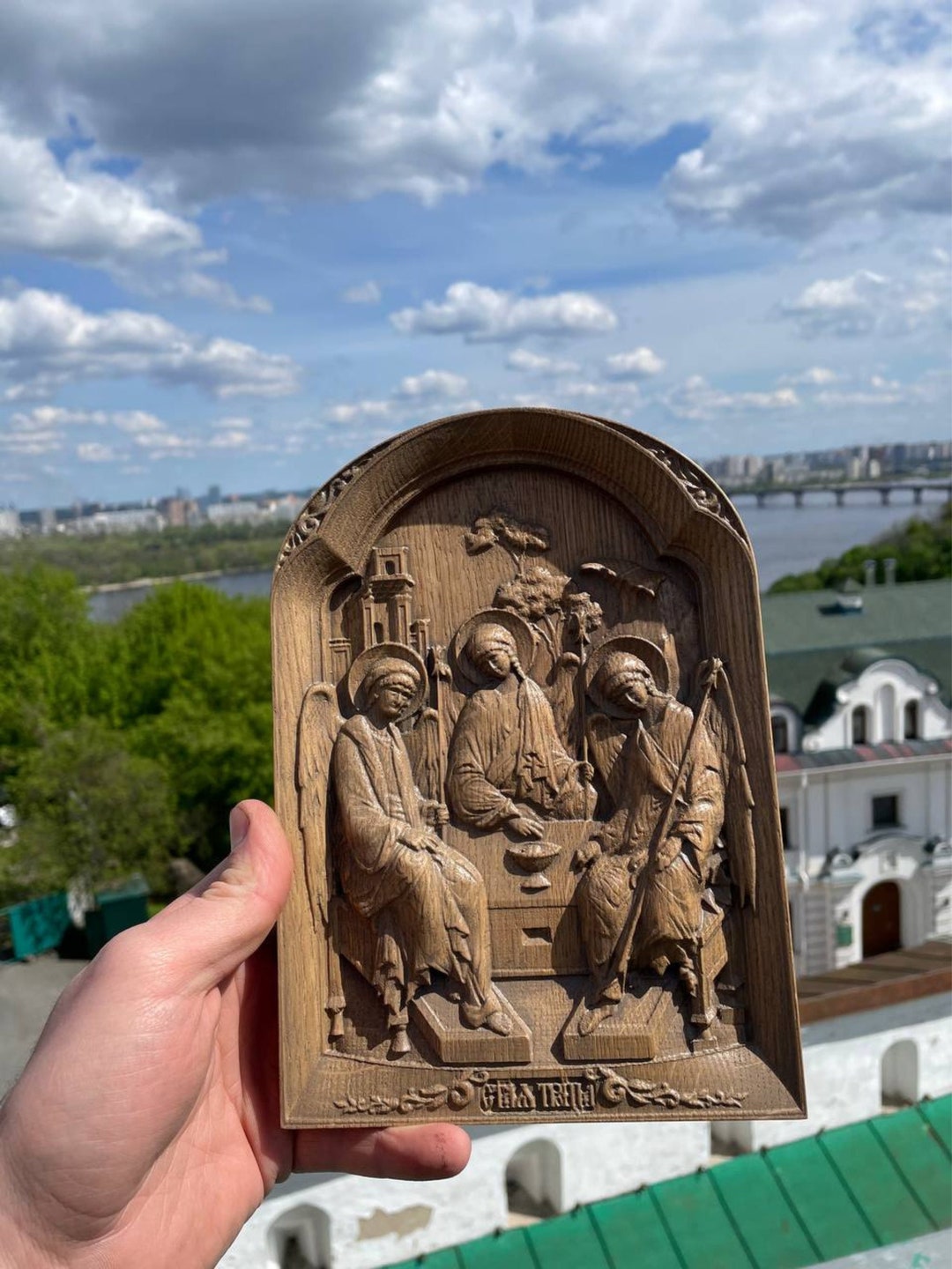Handmade Wooden Carved Icon: Holy Trinity, Christian Religious Art - Etsy