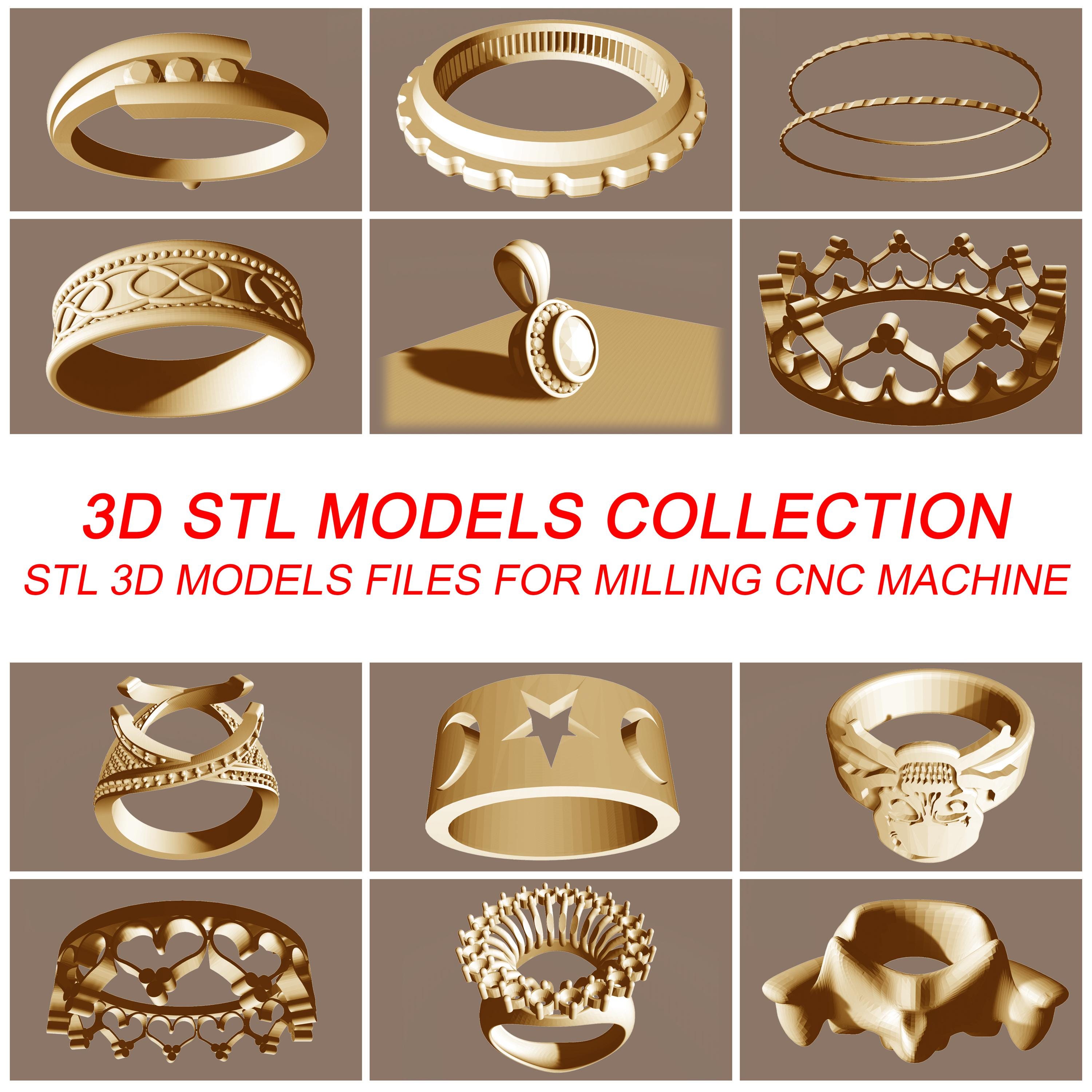 3D STL MODELS JEWELRY 3D Model for Cnc Machines 12 Pc, Digital File for ...