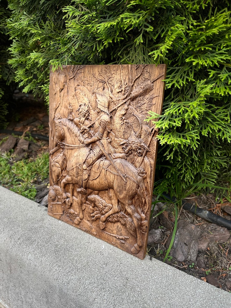 Knight, Death and the Devil - Albrecht Durer, Wooden Carved Wall Art ...