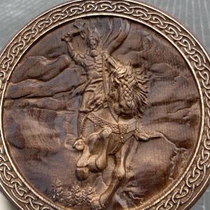 Handcrafted Wooden Shield of Thor, Norse God of Thunder With Mjolnir ...