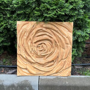 Rose Sculpture Wood Wall Art: Contemporary Wavy Relief Decor - Etsy