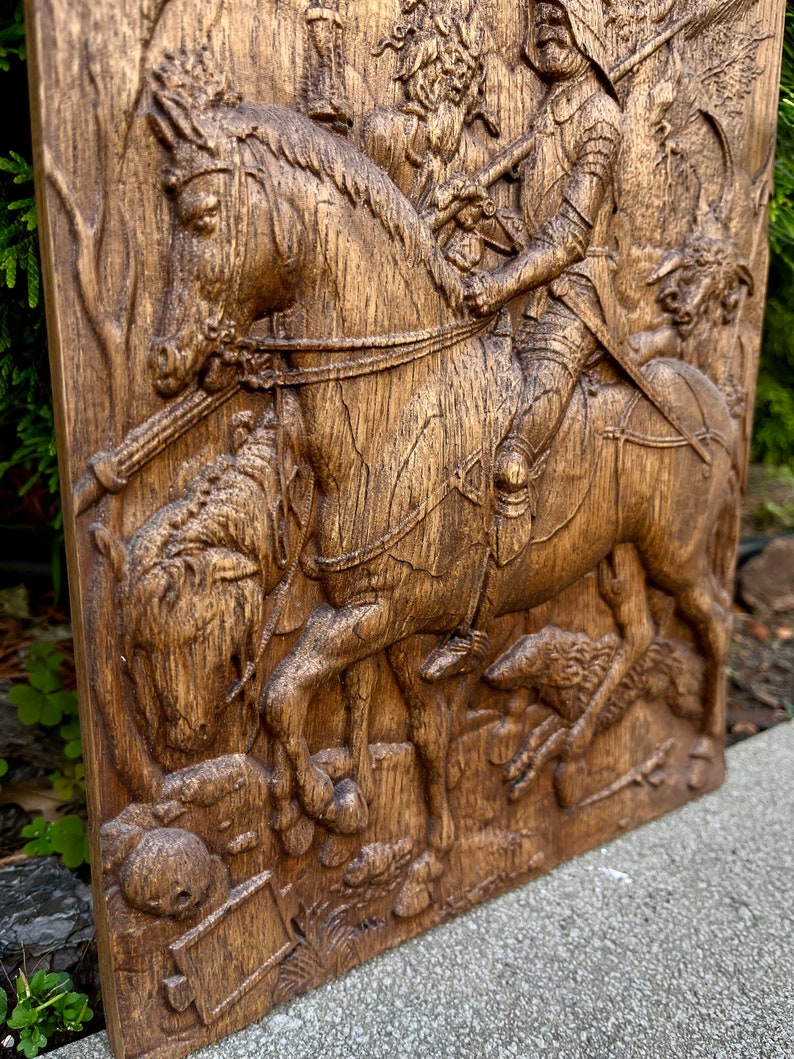 Knight, Death and the Devil - Albrecht Durer, Wooden Carved Wall Art ...