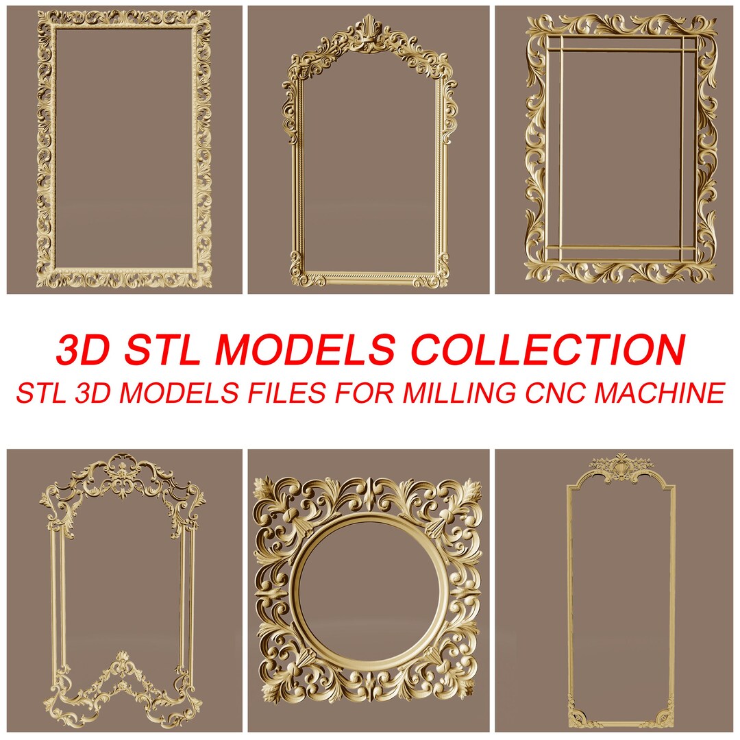 Ornate Mirror Frame STL Files: 3D CNC Router Models (6 Pcs) - Etsy