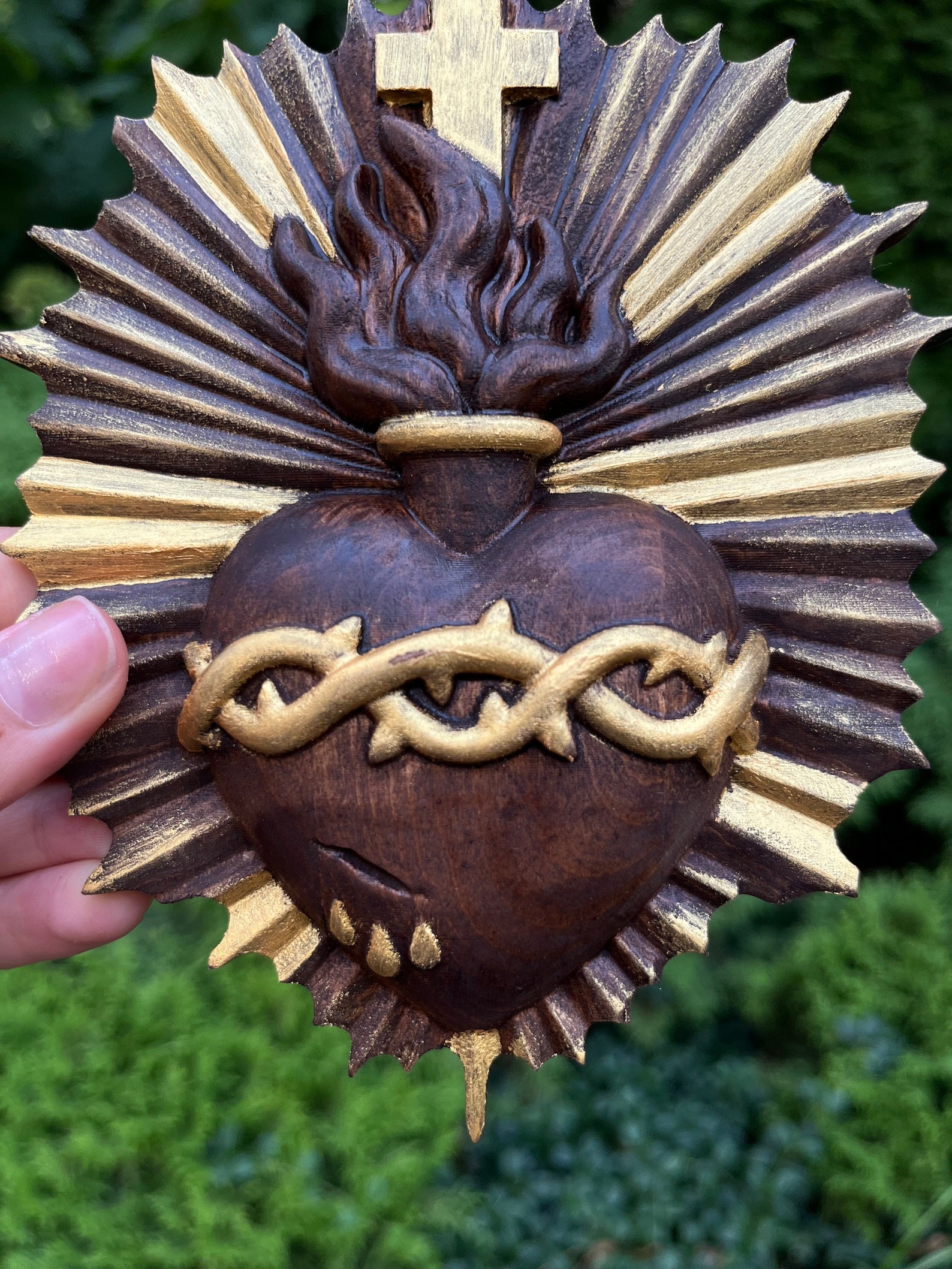 Handcrafted Sacred Heart of Jesus Plaque Religious Wall Decor Catholic ...