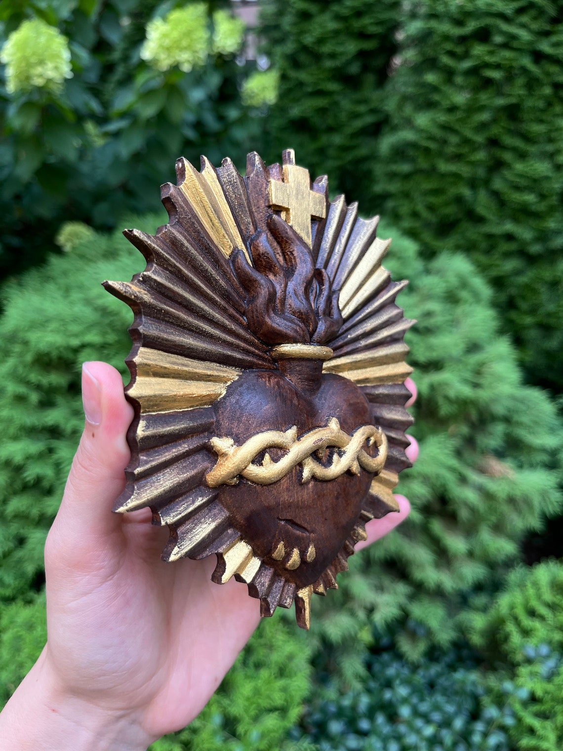 Handcrafted Sacred Heart of Jesus Plaque Religious Wall Decor Catholic ...