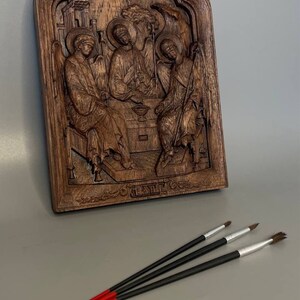 Holy Trinity Wooden Carved Icon: Orthodox Christian Wall Art - Etsy